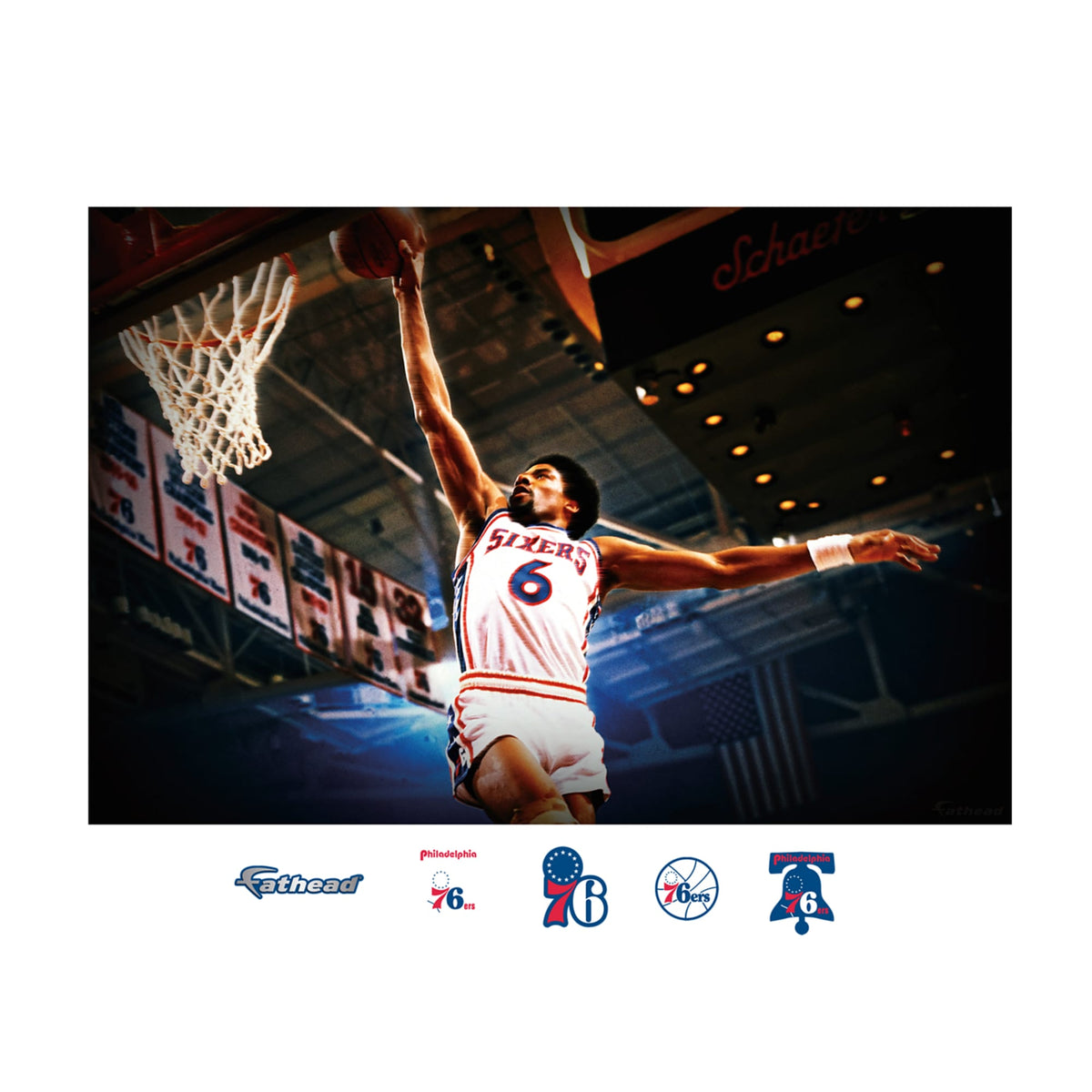 Julius Erving - Peel & Stick Poster - Official NBA - Reusable Vinyl Wa ...
