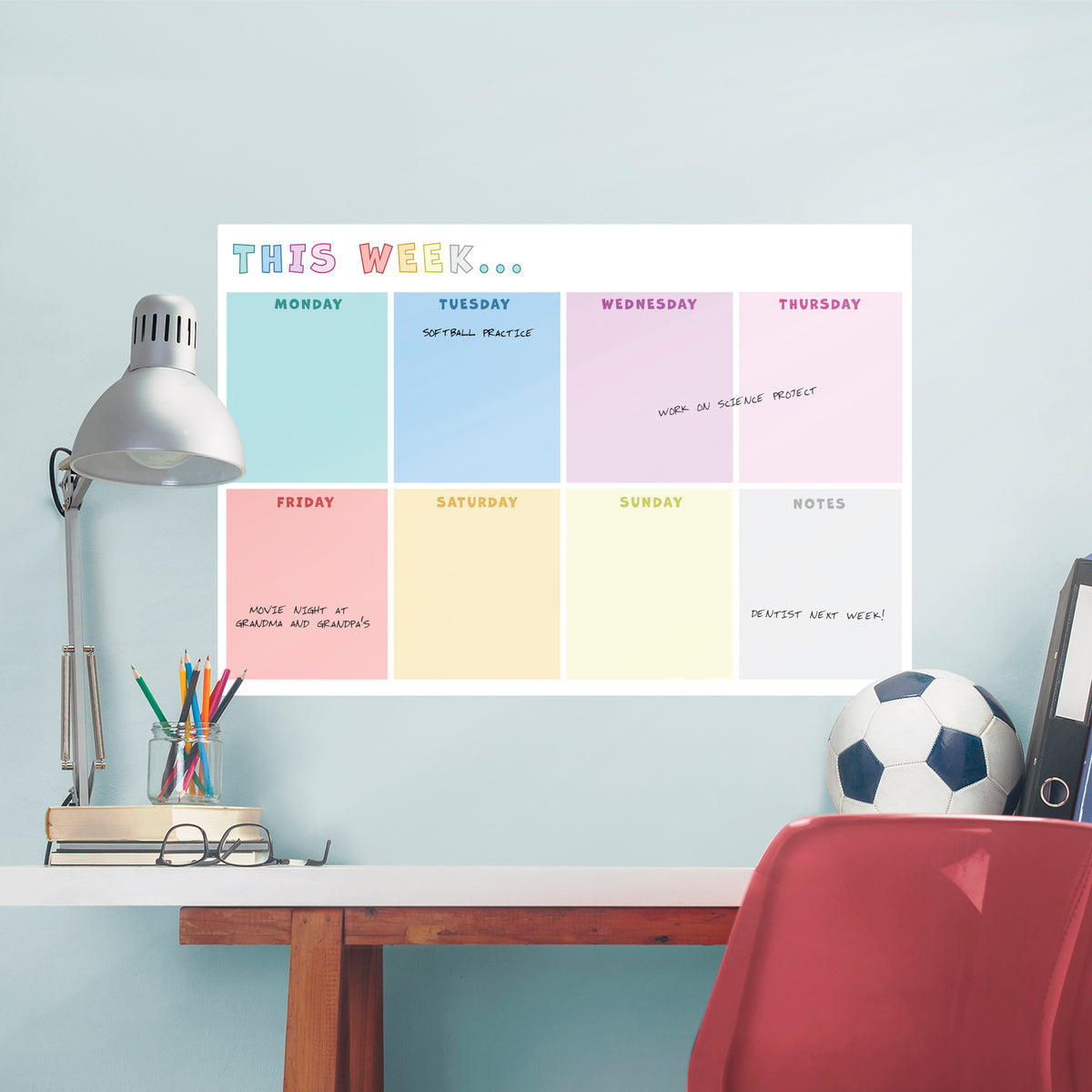 Minimalist This Week Calendar: Colors - Removable Dry Erase Vinyl Deca ...