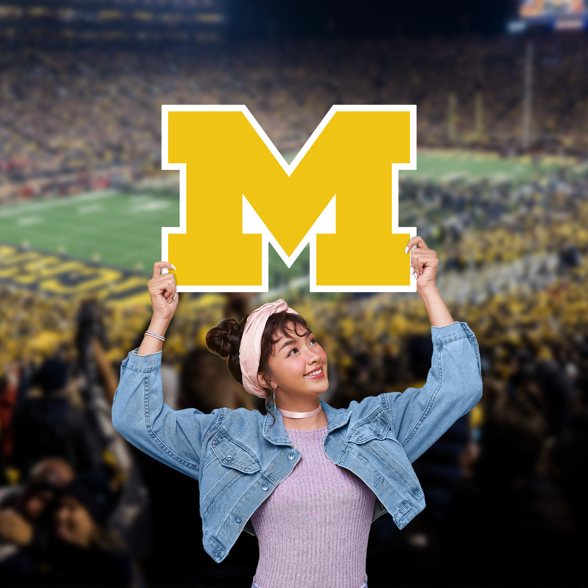 Michigan Wolverines Logo - Big Head - Official NCAA - Foam Core Cutout ...