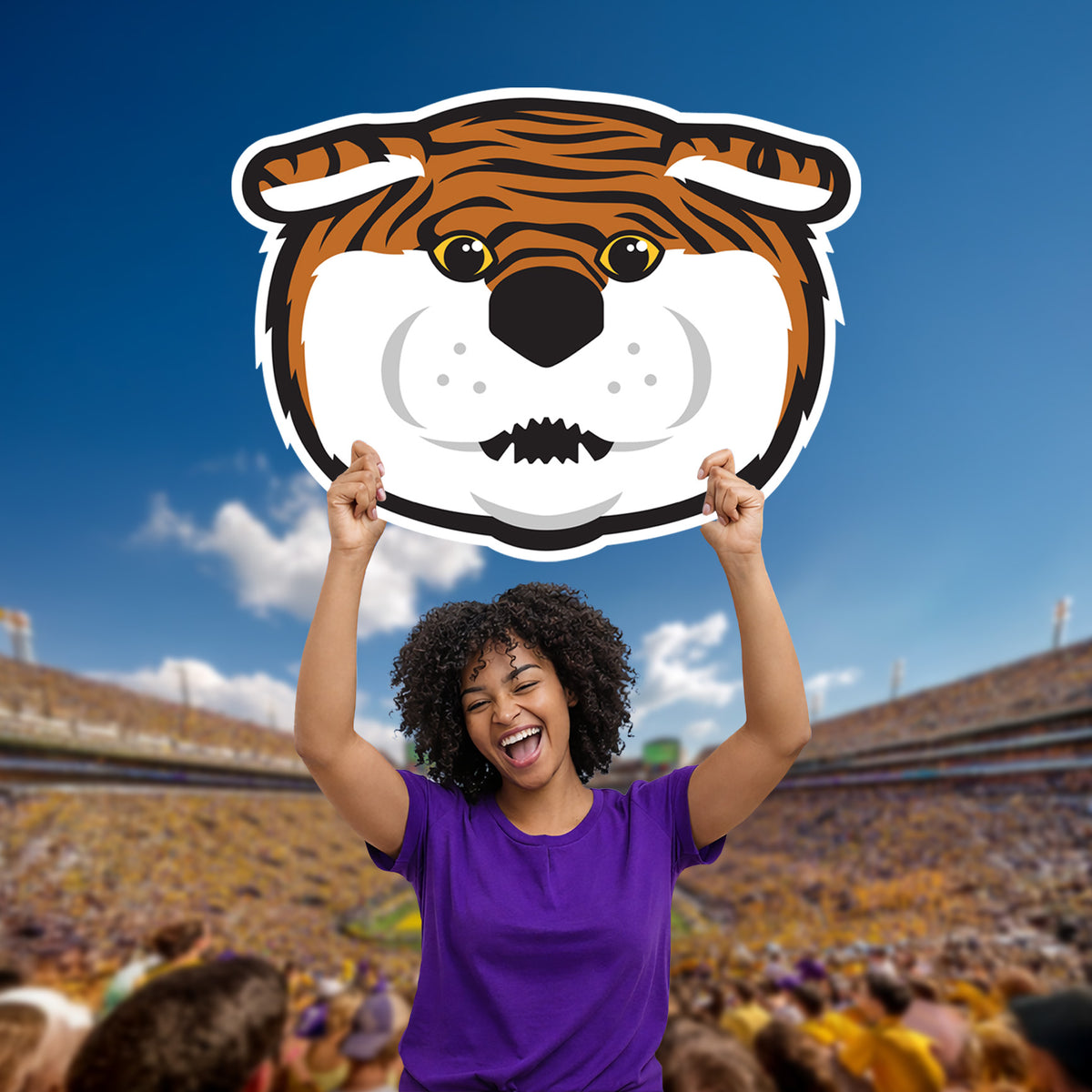 Mike the Tiger - Illustrated Mascot Big Head - Official NCAA - LSU Tig ...