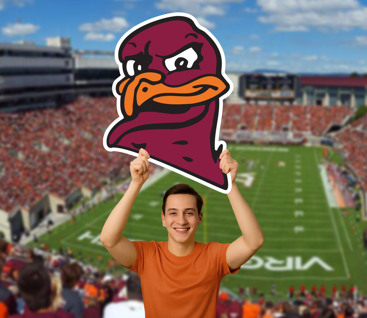 HokieBird - Illustrated Mascot Big Head - Official NCAA - Virginia Tec ...