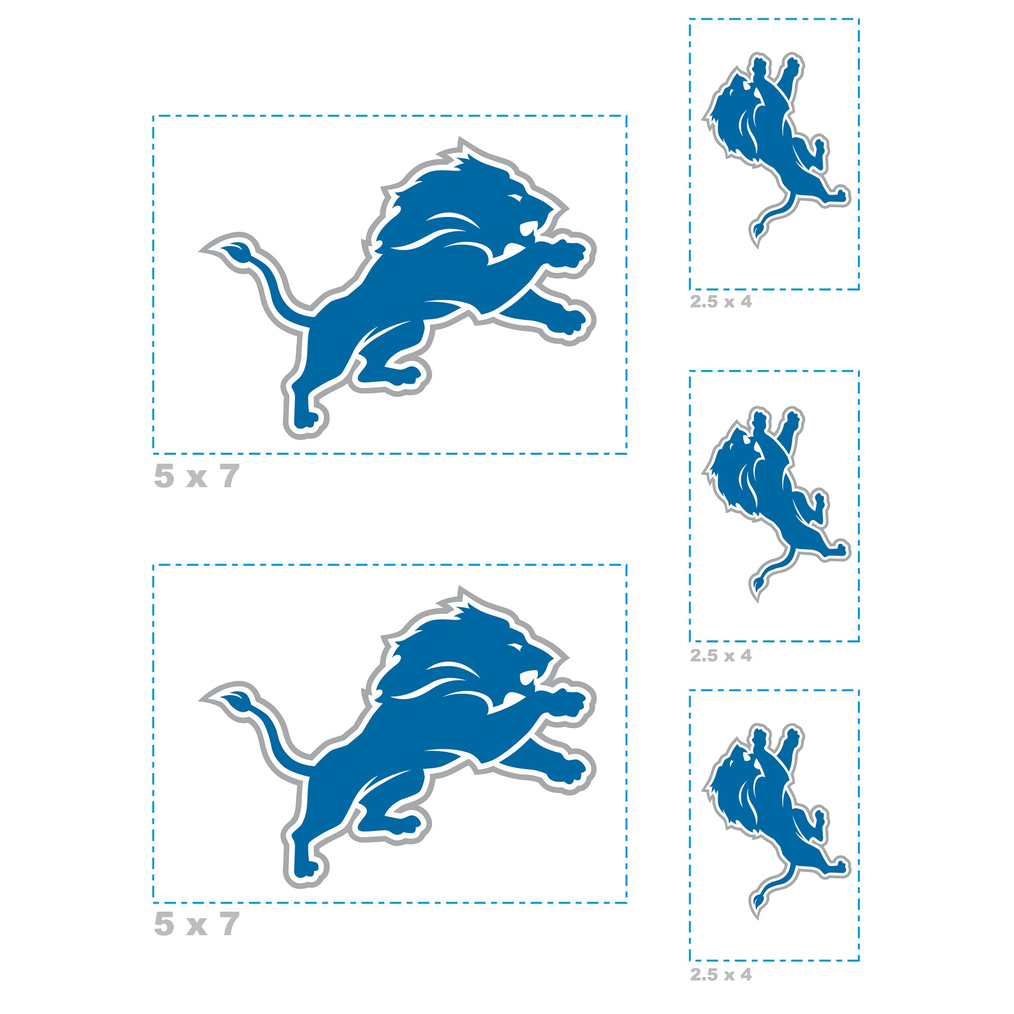 Detroit Lions - 5 Logo Minis (Mixed Sizes) - Official NFL - Reusable V ...