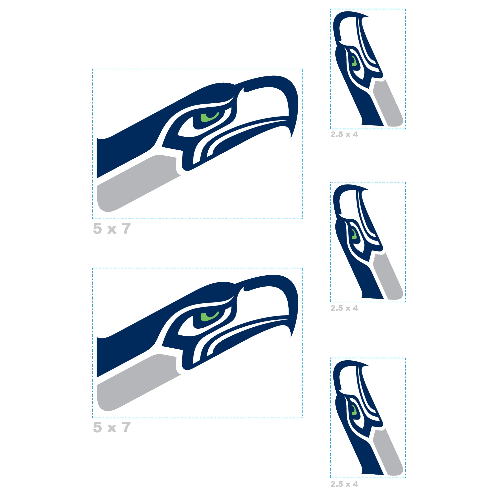 Seattle Seahawks - 5 Logo Minis (Mixed Sizes) - Official NFL - Reusabl ...
