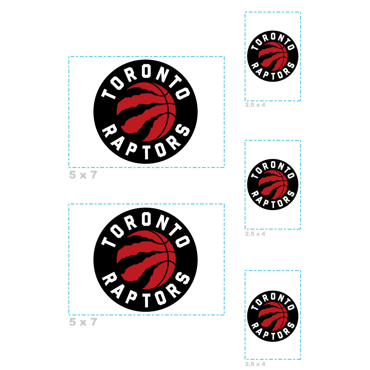 Toronto Raptors - 5 Logo Minis (Mixed Sizes) - Official NBA - Reusable ...