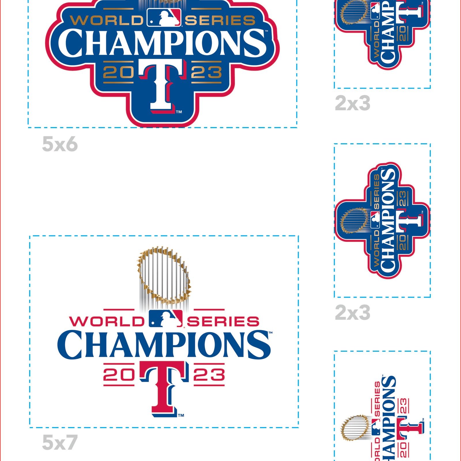 Texas Rangers - 5 Logo Minis (Mixed Sizes) - Official MLB - World Seri ...