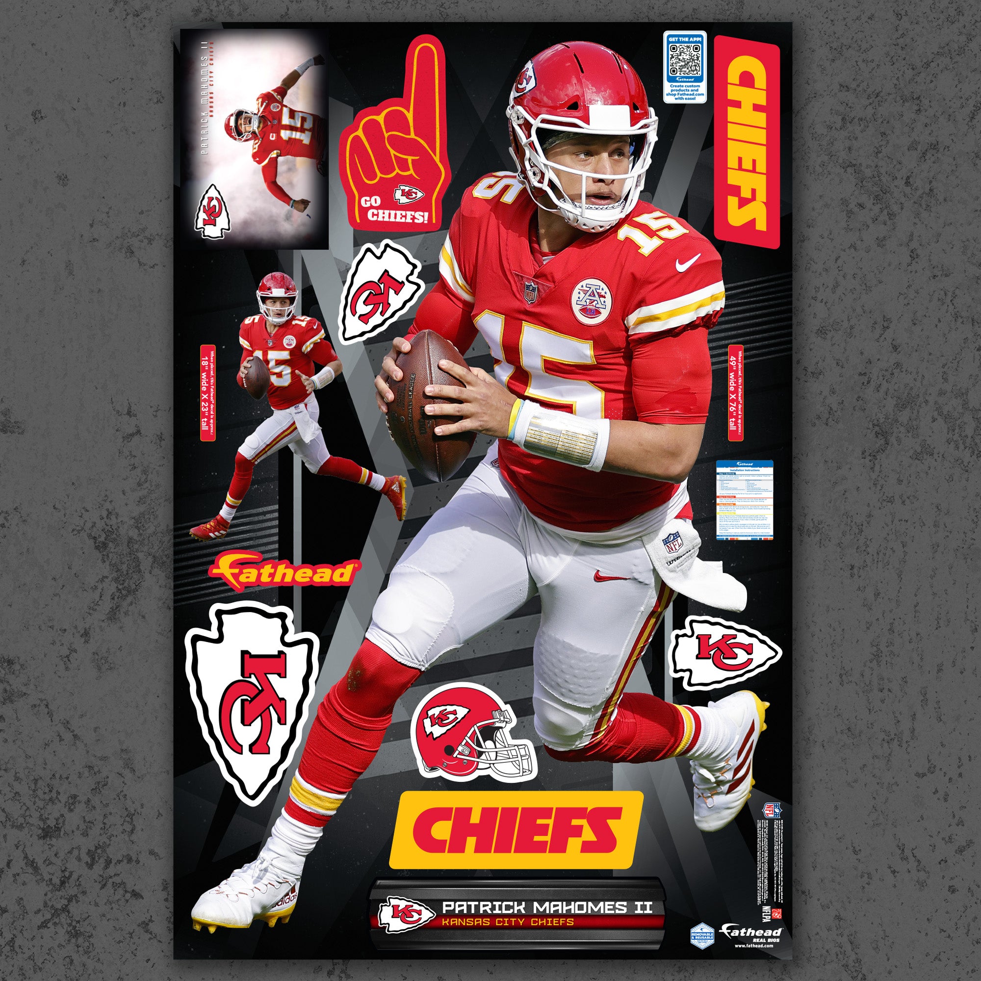 Patrick Mahomes II - Rollout - Official NFL - Reusable Vinyl Wall ...