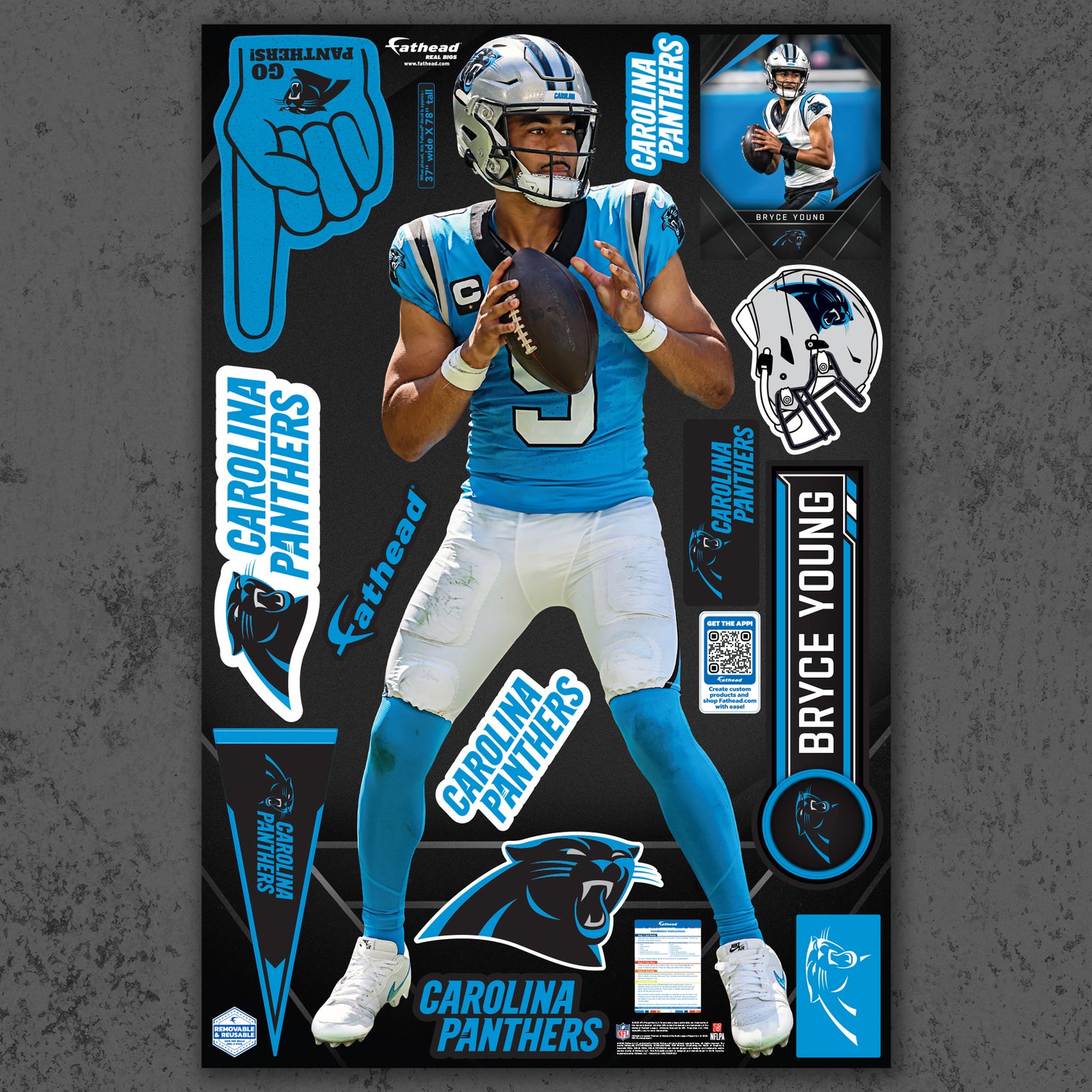 Bryce Young - Blue Jersey - Official NFL - Reusable Vinyl Wall Decals ...