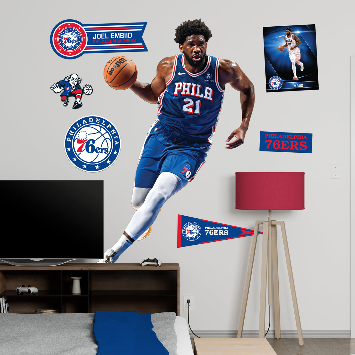 Joel Embiid - Liberty Charge - Official NBA - Reusable Vinyl Wall ...