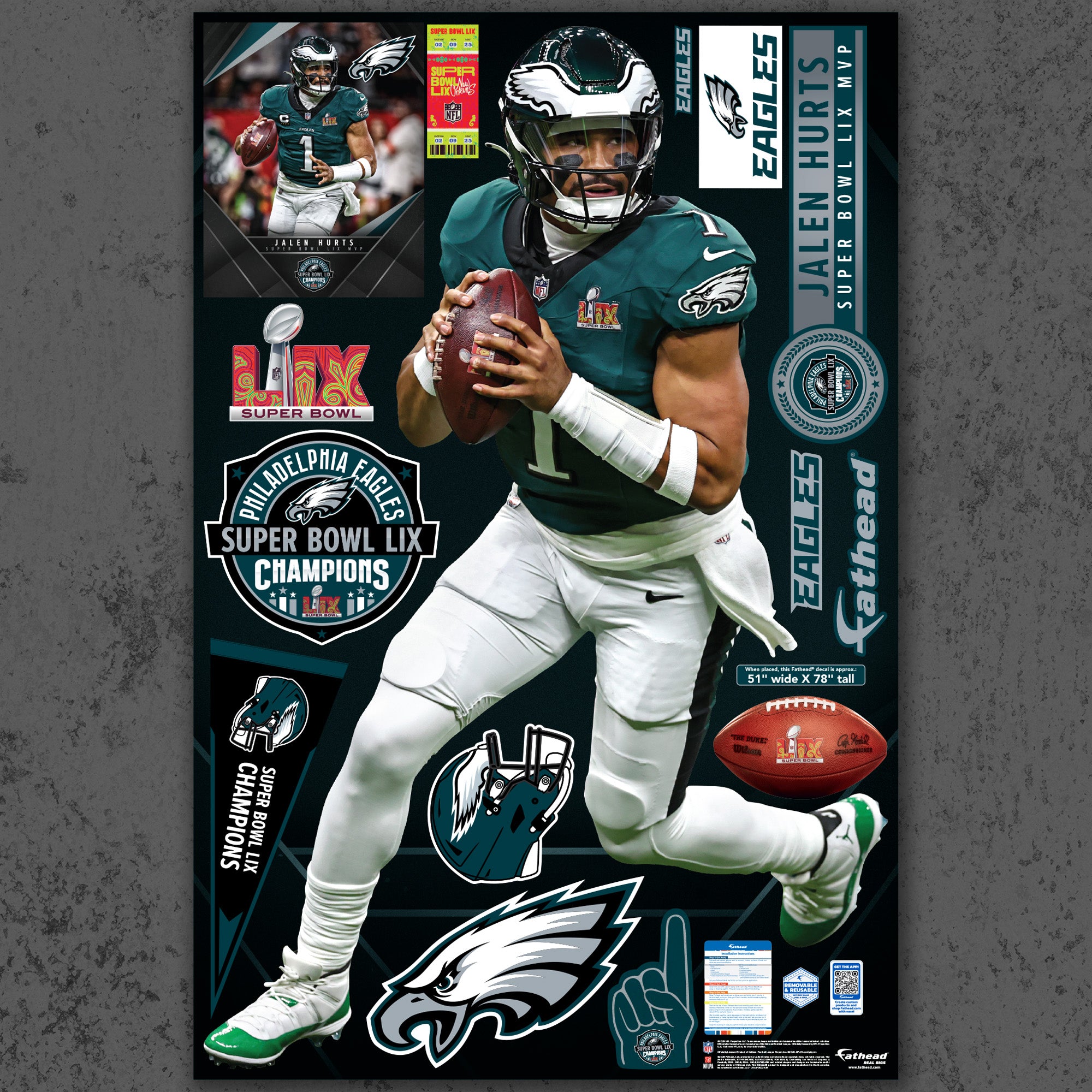 Jalen Hurts - Realbig Super Bowl LIX MVP Collection - Official NFL - P – Fathead