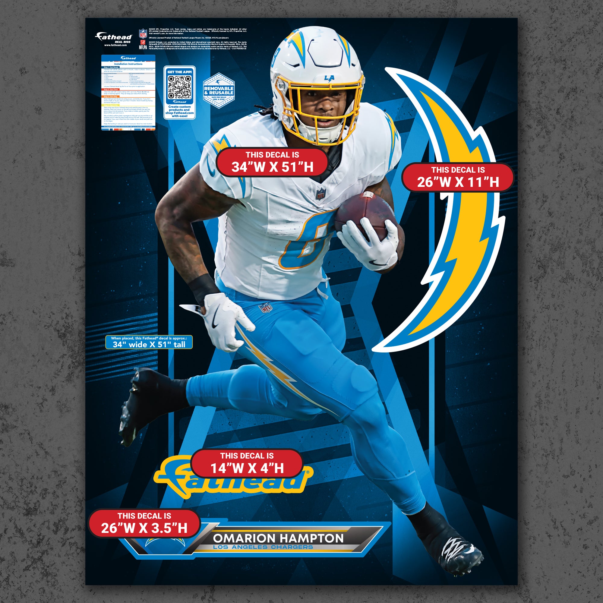 Omarion Hampton - RealBig Collection - Official NFL - Los Angeles Char ...