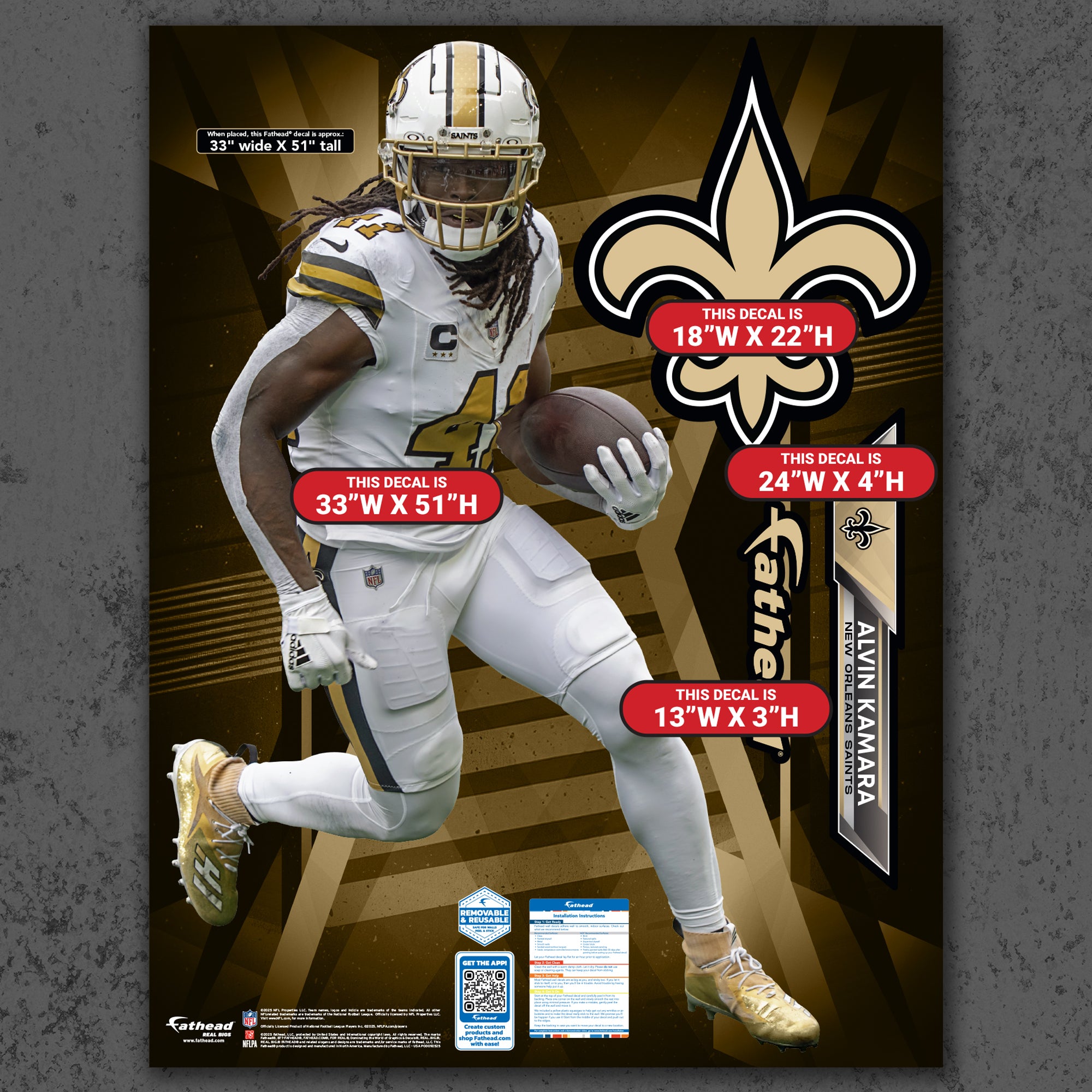 Alvin Kamara - RealBig Alternate Collection - Official NFL - New Orlea ...