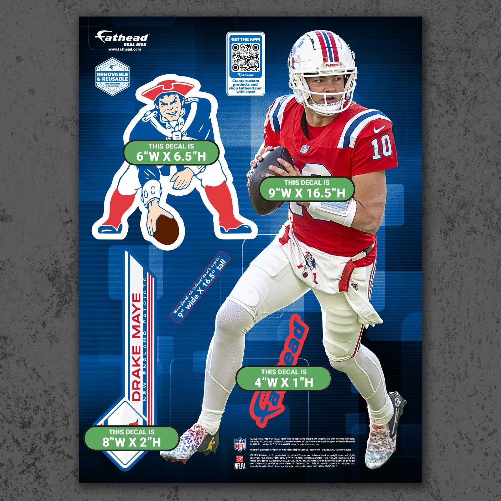 Drake Maye - RealBig Throwback Collection - Official NFL - New England ...