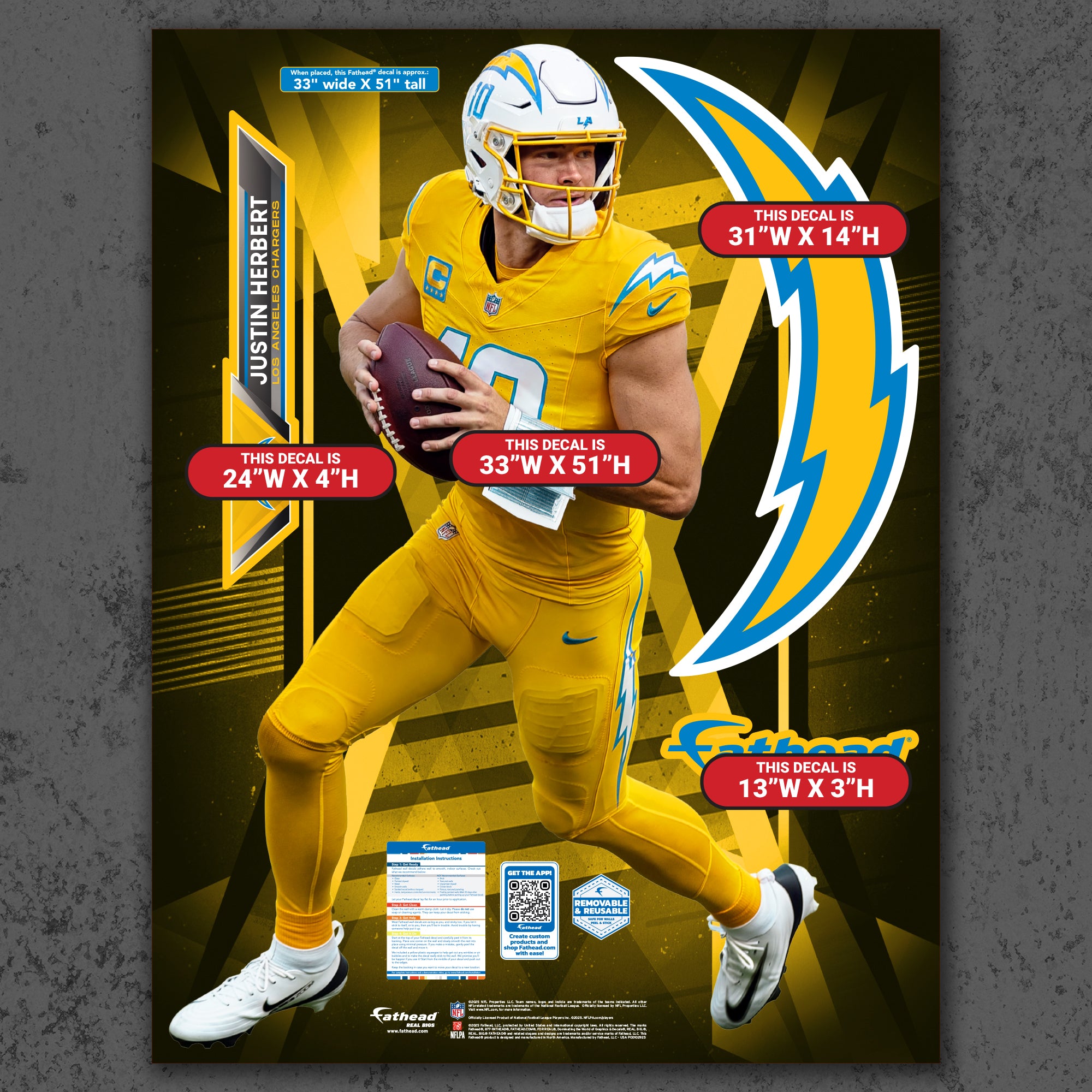 Justin Herbert - RealBig Charger Power Collection - Official NFL - Los ...