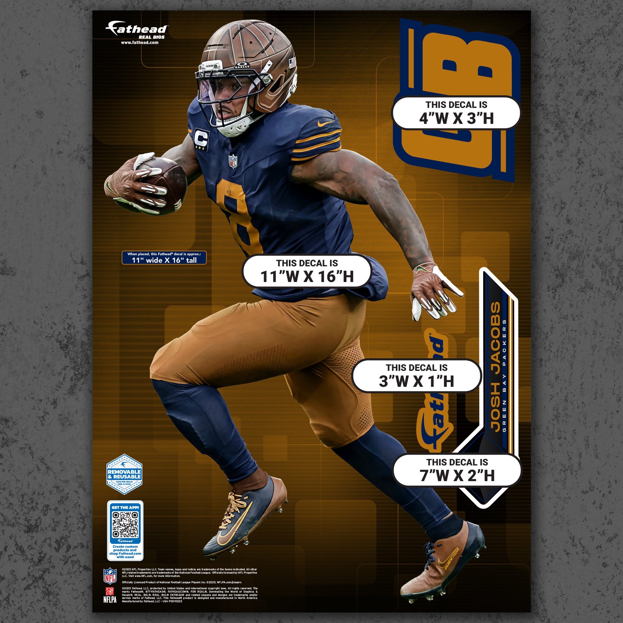 Josh Jacobs - RealBig Throwback Collection - Official NFL - Green Bay ...