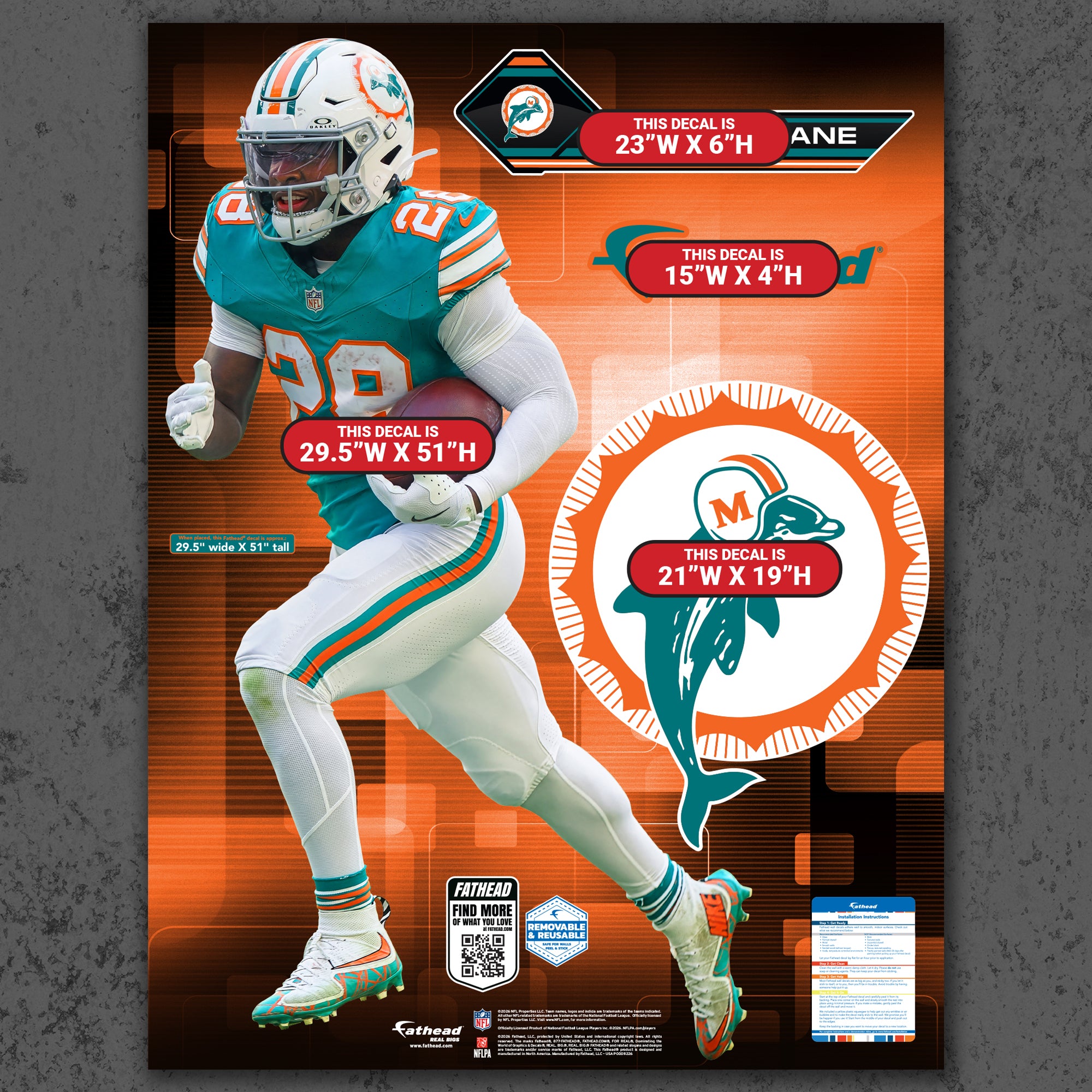 De'Von Achane - RealBig Throwback Collection - Official NFL - Miami Do ...