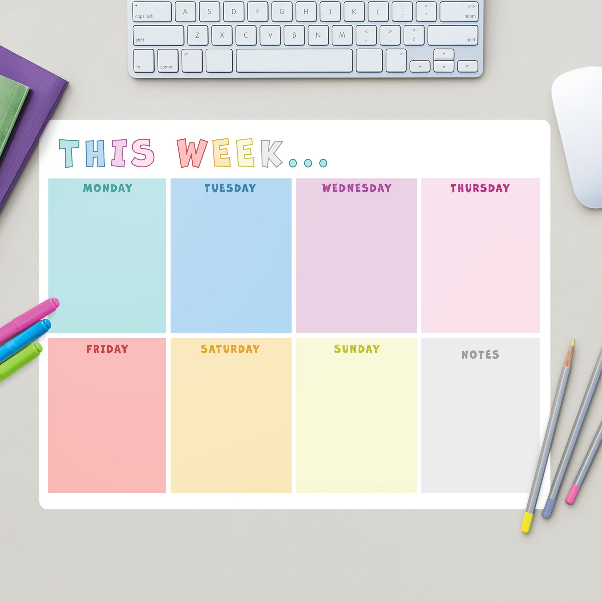 Minimalist This Week Calendar: Colors - Removable Dry Erase Vinyl Deca ...
