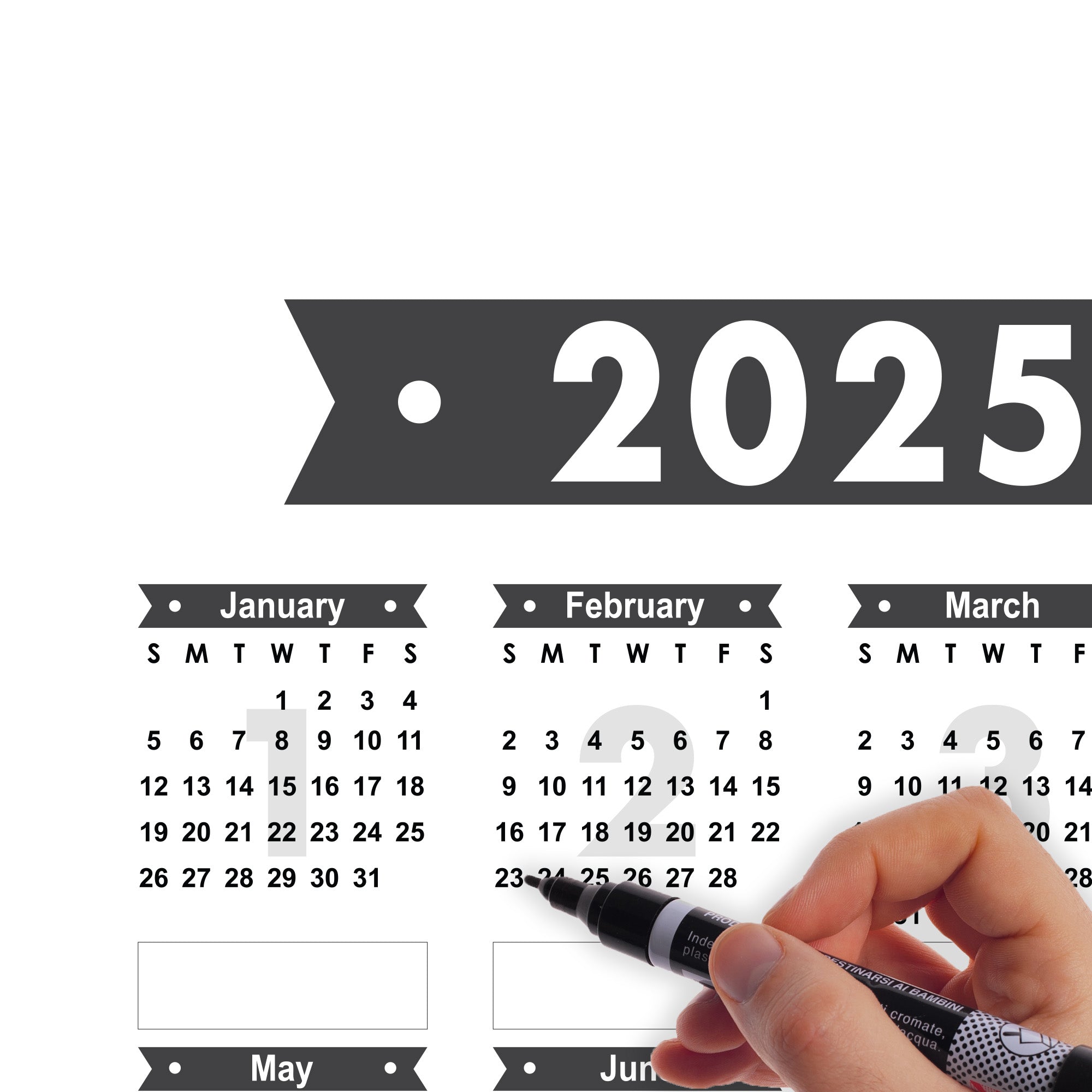 Ribbon - Calendar 2025 - Reusable Vinyl Wall Decal – Fathead