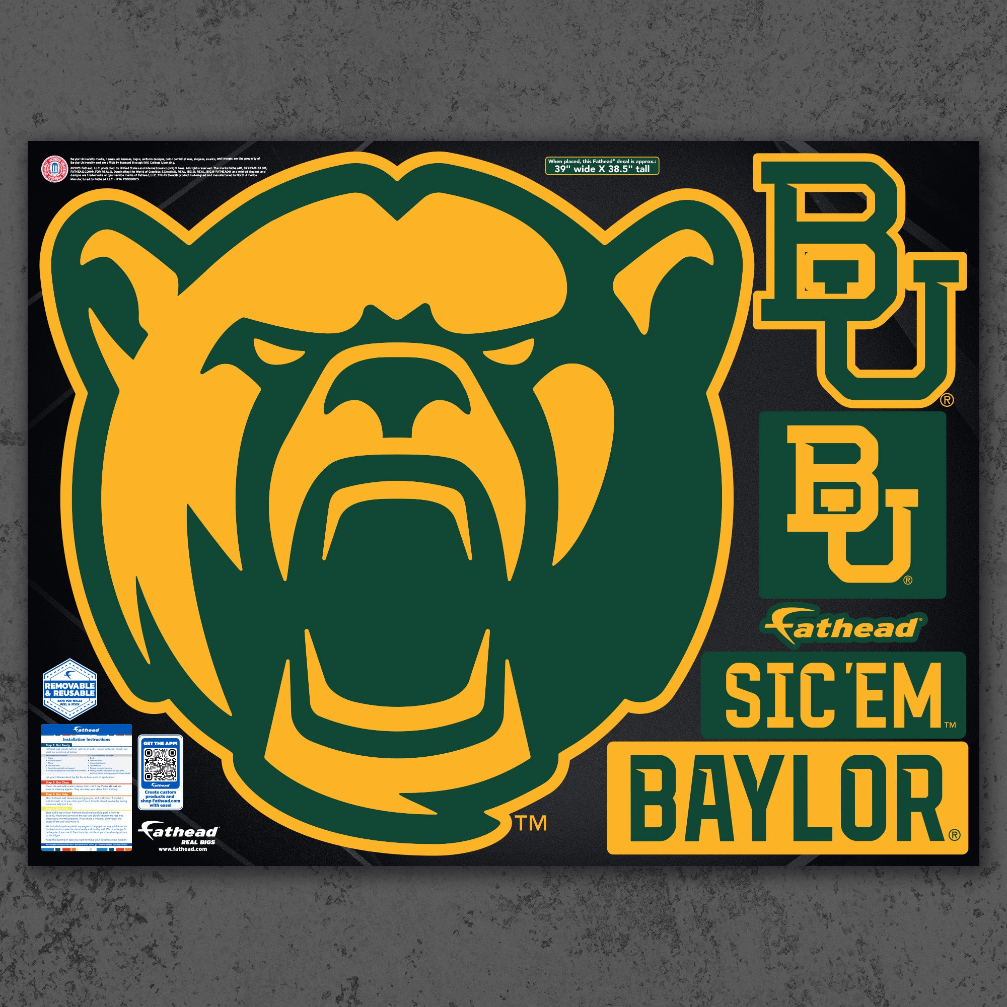 Baylor Bears - RealBig Bear Head Logo Collection - Official NCAA - Reu ...