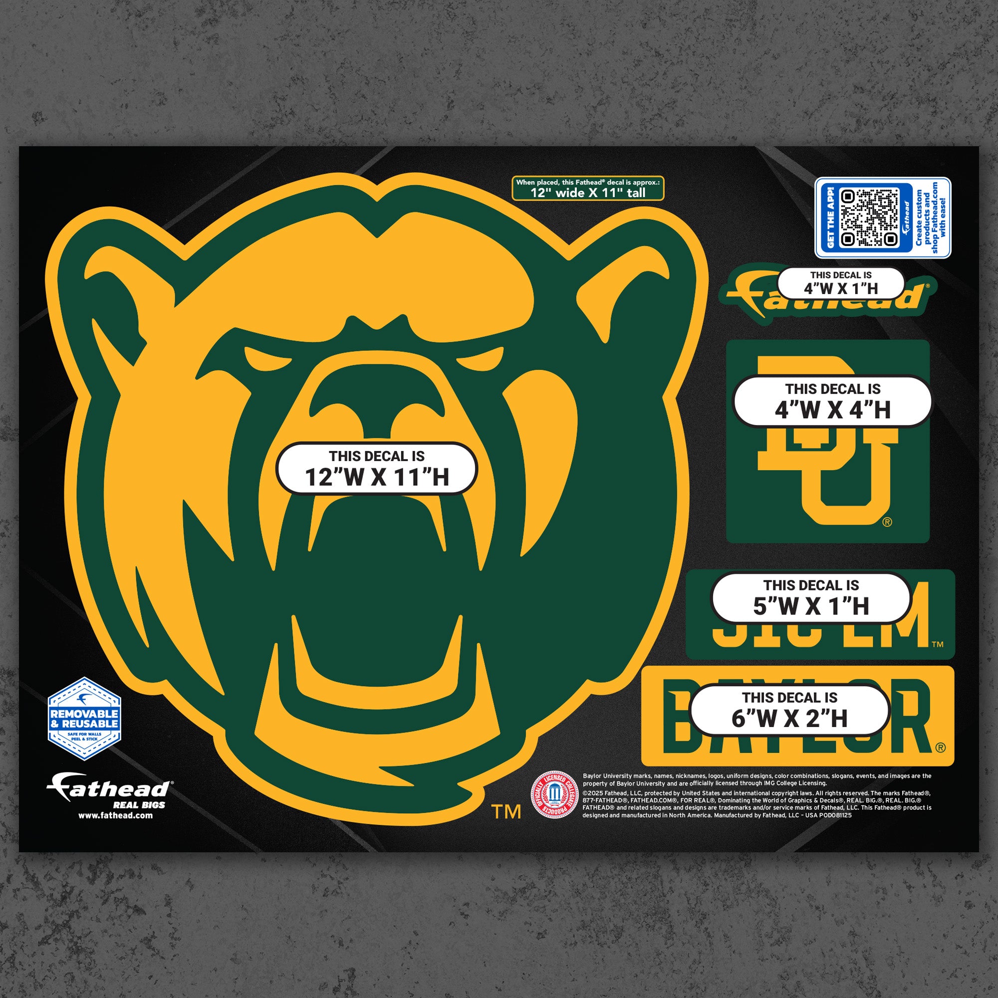 Baylor Bears - RealBig Bear Head Logo Collection - Official NCAA - Reu ...