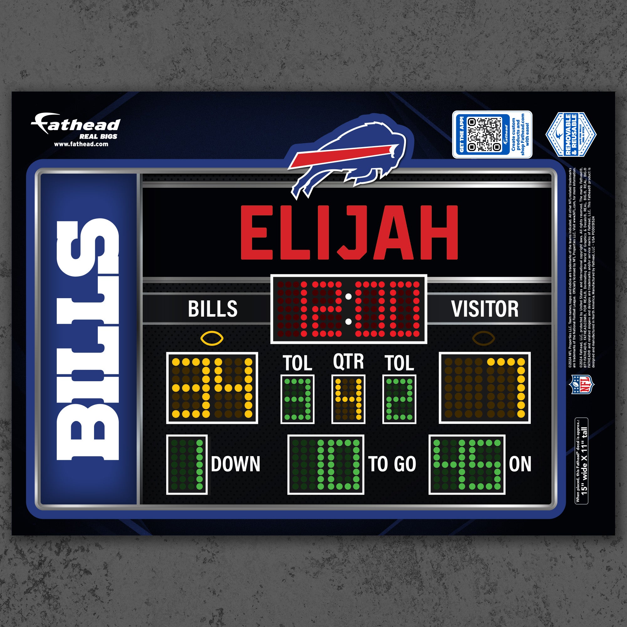Buffalo Bills - Scoreboard Graphic - With Personalized Name - Official ...