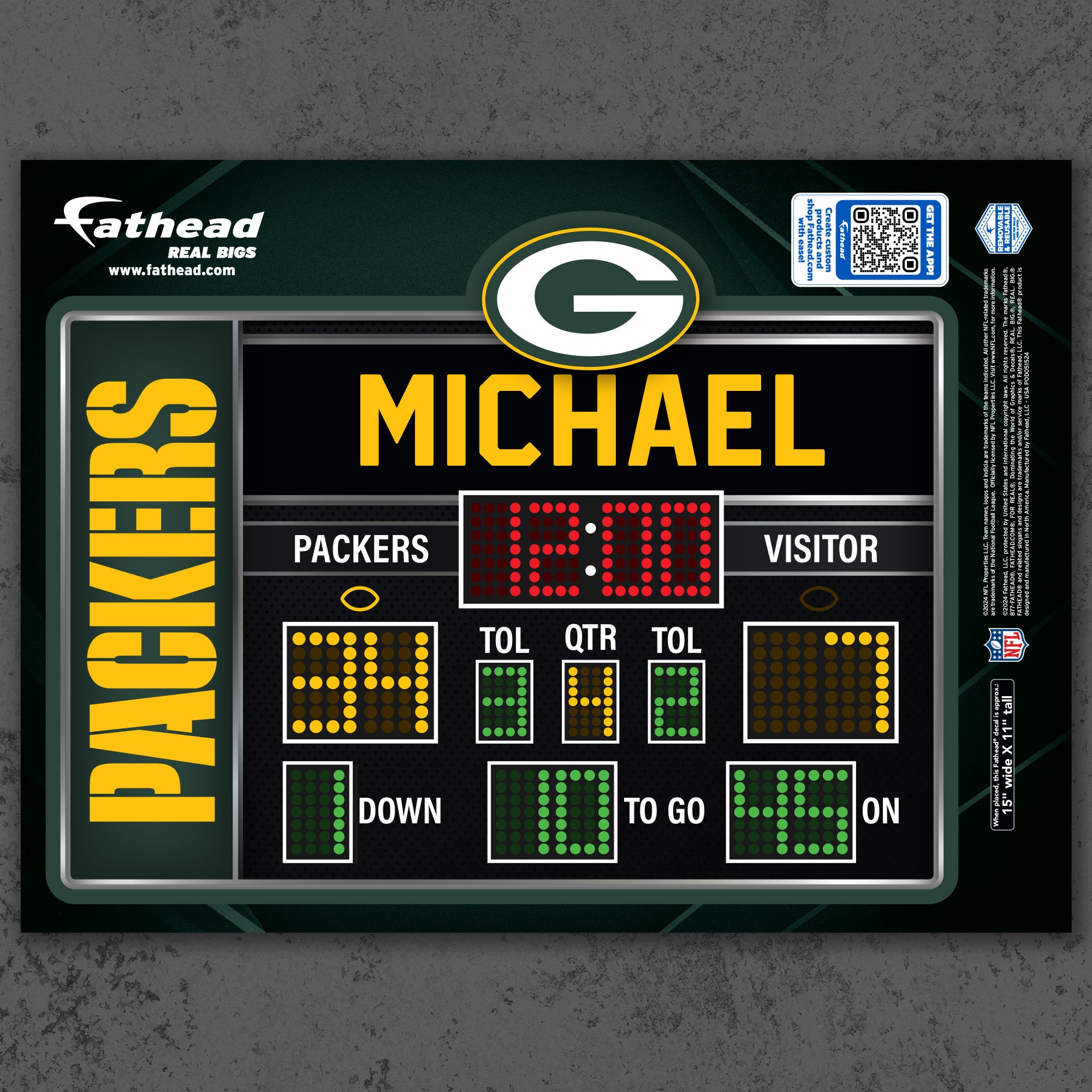 Green Bay Packers - Scoreboard Graphic - With Personalized Name - Offi ...