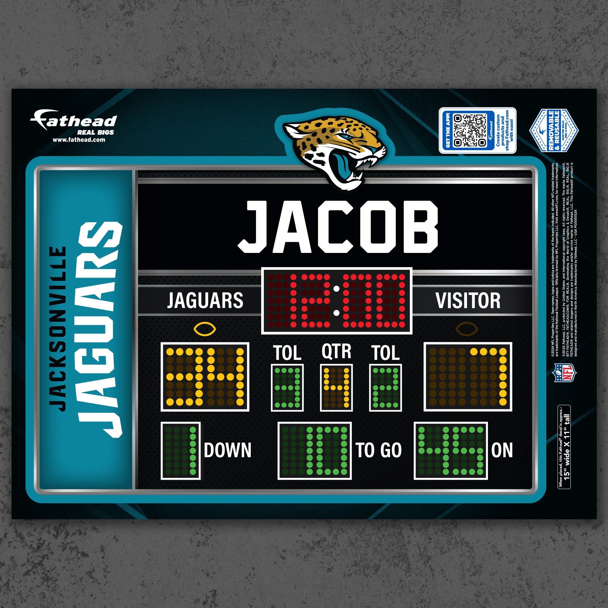 Jacksonville Jaguars - Scoreboard Graphic - With Personalized Name - O ...