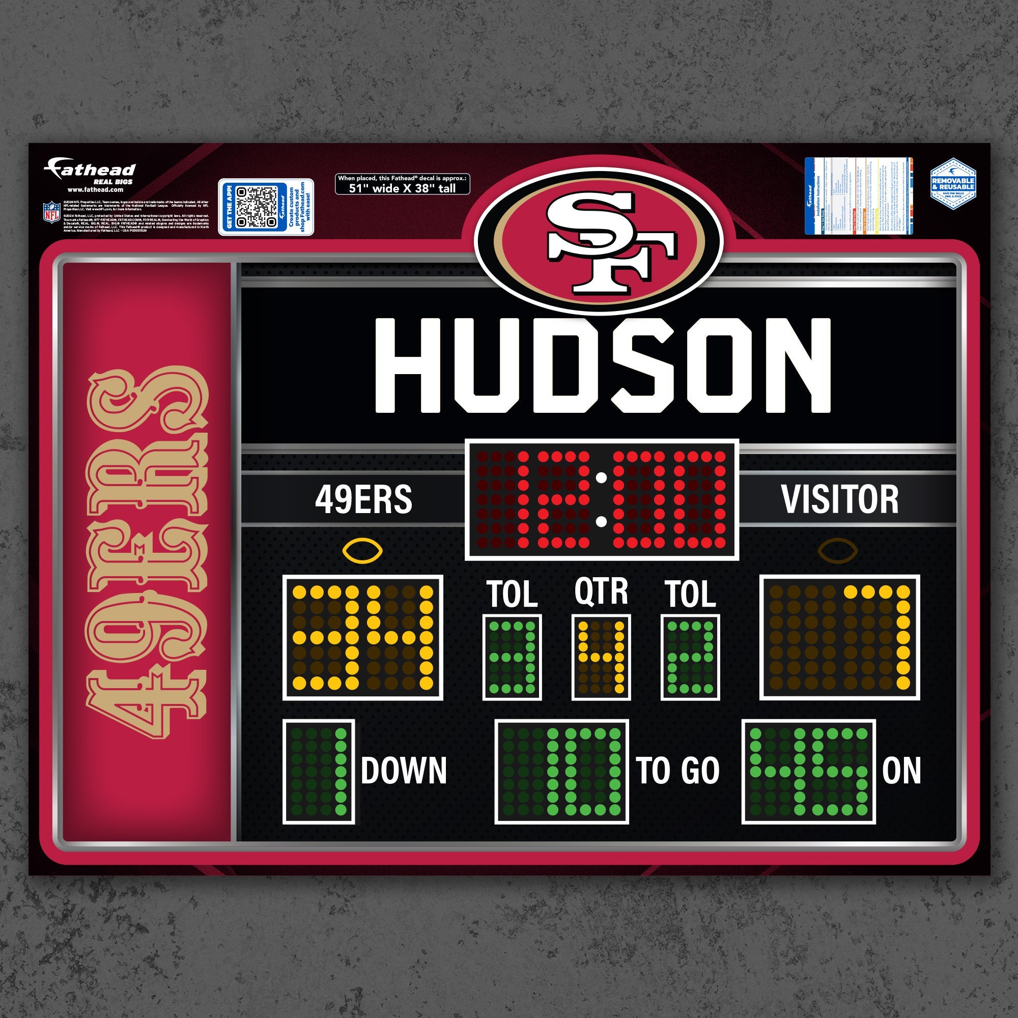 San Francisco 49ers - Scoreboard Graphic - With Personalized Name - Of ...
