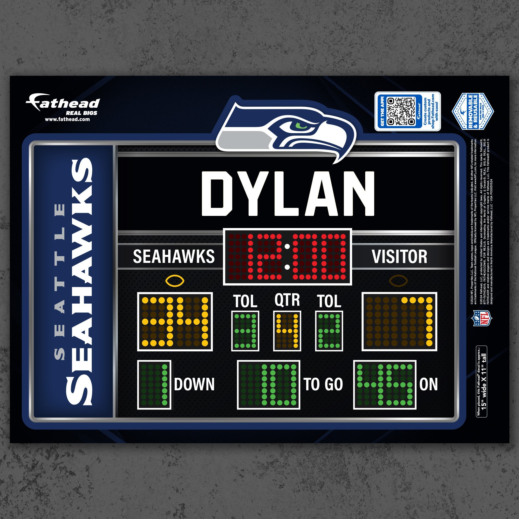 Seattle Seahawks - Scoreboard Graphic - With Personalized Name - Offic ...