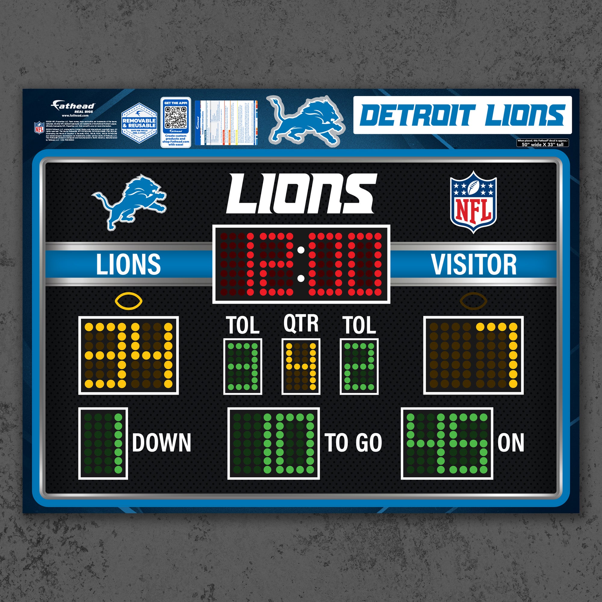 Detroit Lions - RealBig Scoreboard Collection - Official NFL - Reusabl ...
