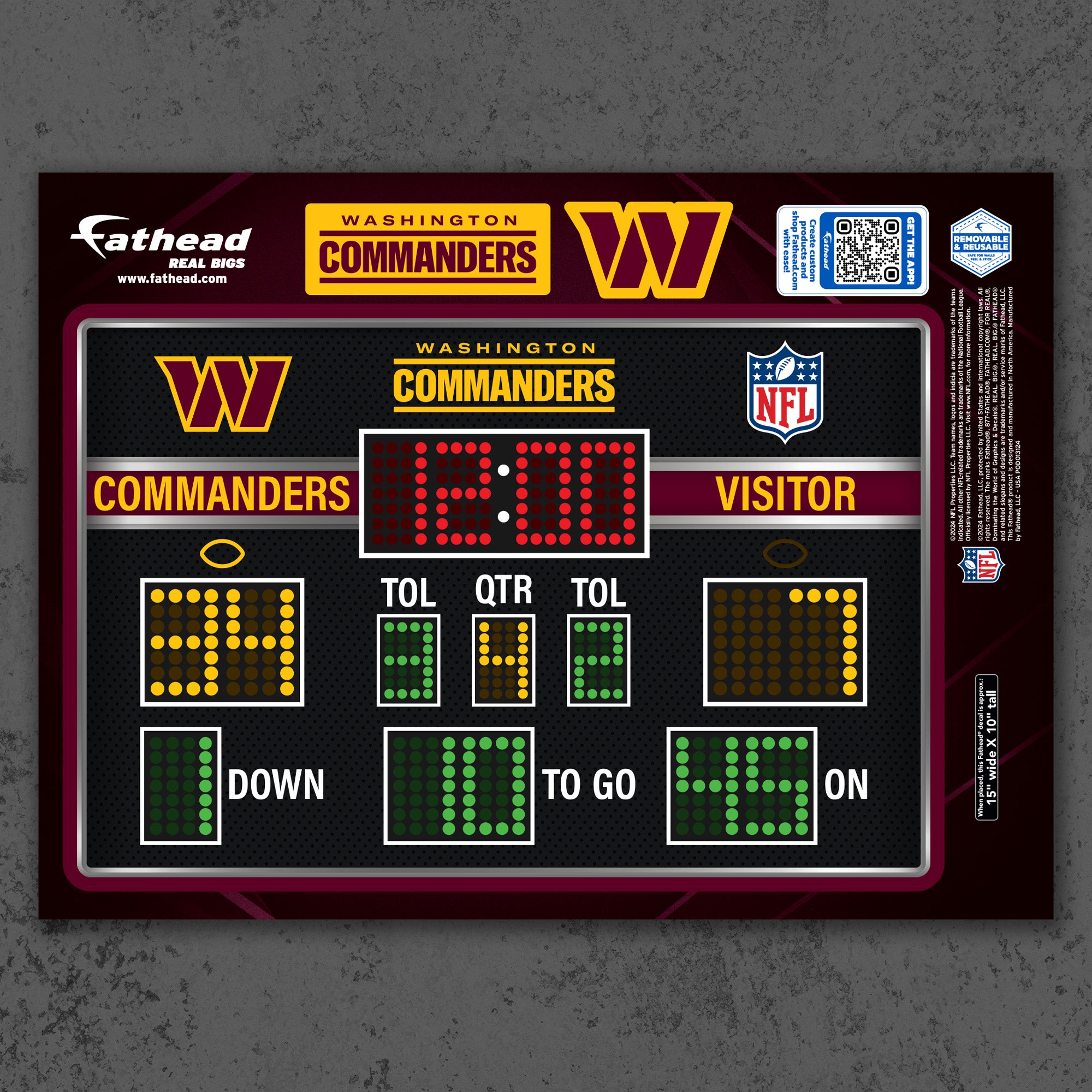 Washington Commanders - RealBig Scoreboard Collection - Official NFL ...