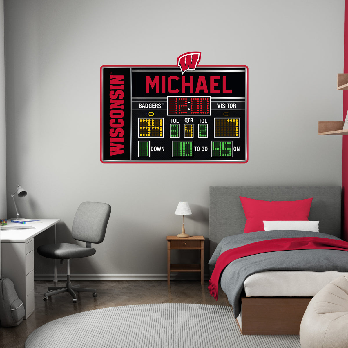 Wisconsin Badgers - Scoreboard Graphic - With Personalized Name - Offi ...