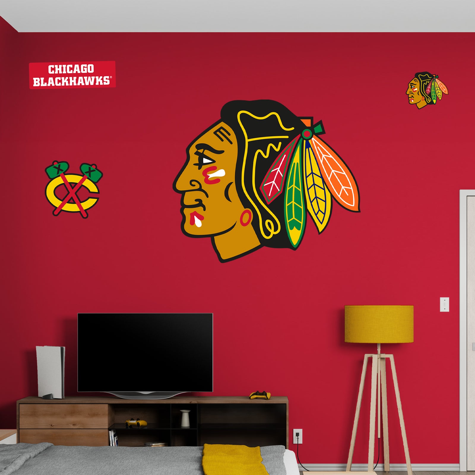 Chicago Blackhawks Logo Removable Wall Decal | Fathead Official Site