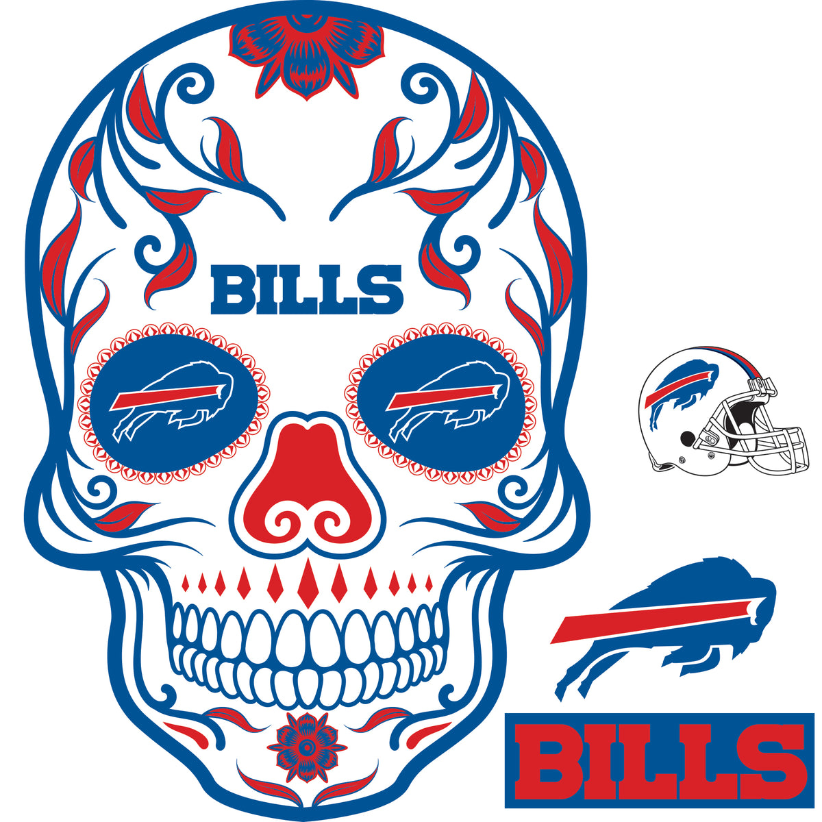 Buffalo Bills - RealBig Skull Collection - Official NFL - Reusable Vin ...