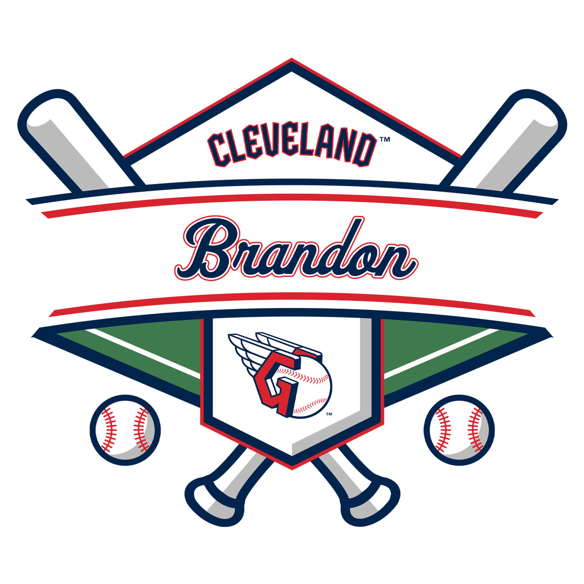 Cleveland Guardians - Bats Badge - With Personalized Name - Official M ...