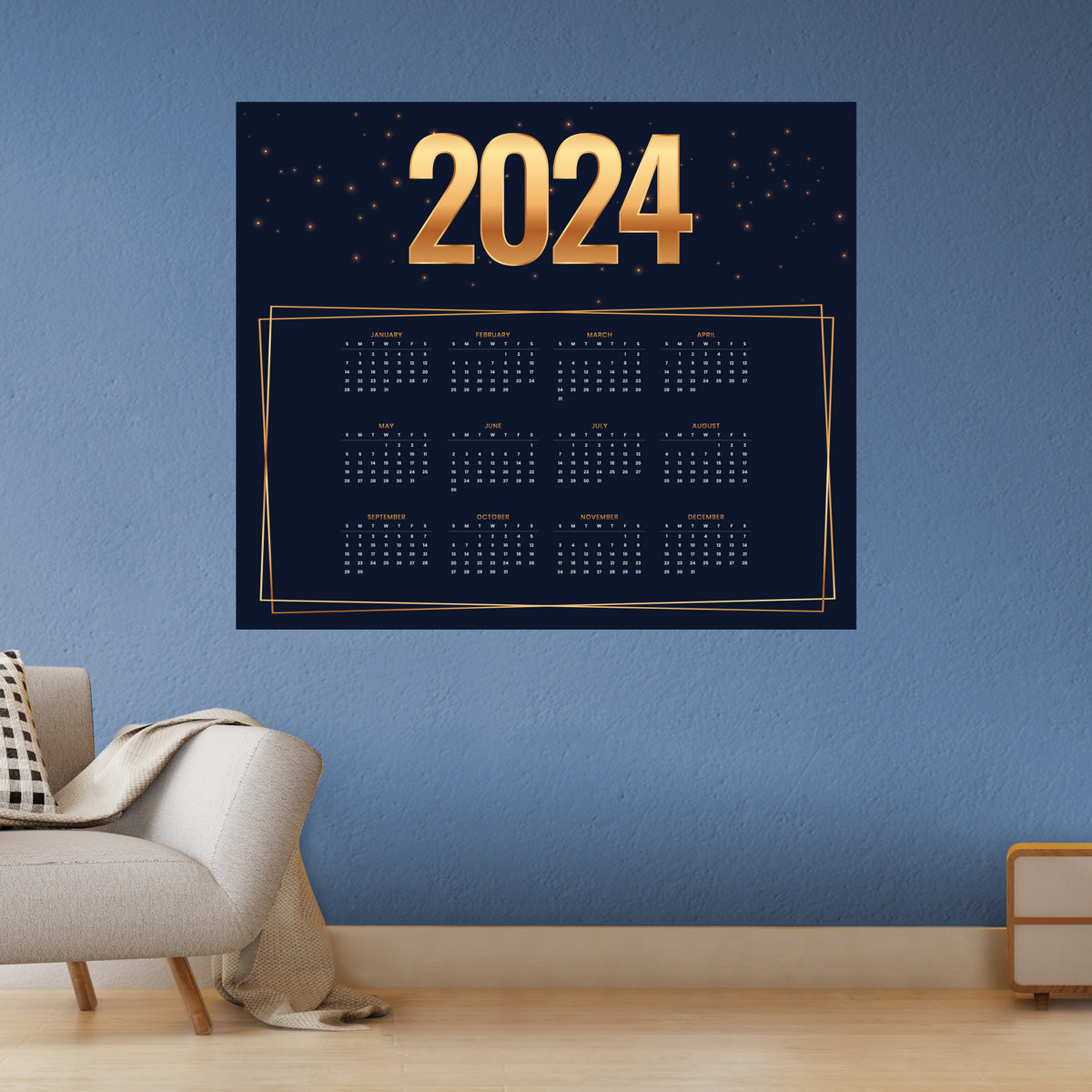 2024 Calendar: Golden Dry Erase - Removable Adhesive Decal – Fathead