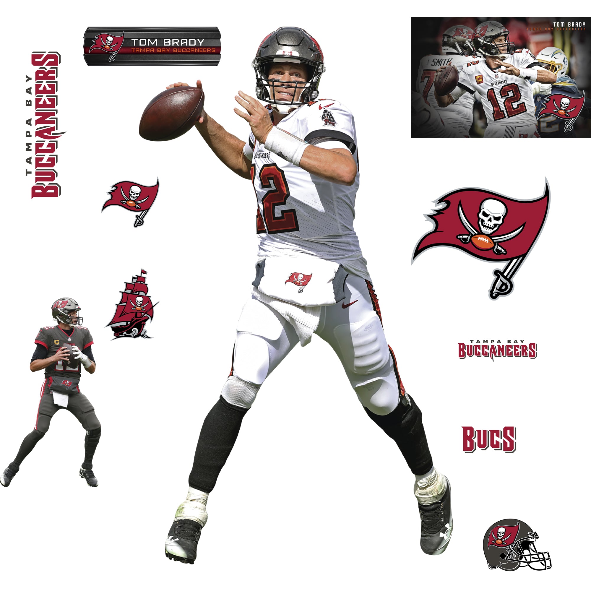 Tom Brady - RealBig Pass Collection - Official NFL - Reusable Vinyl Wa ...