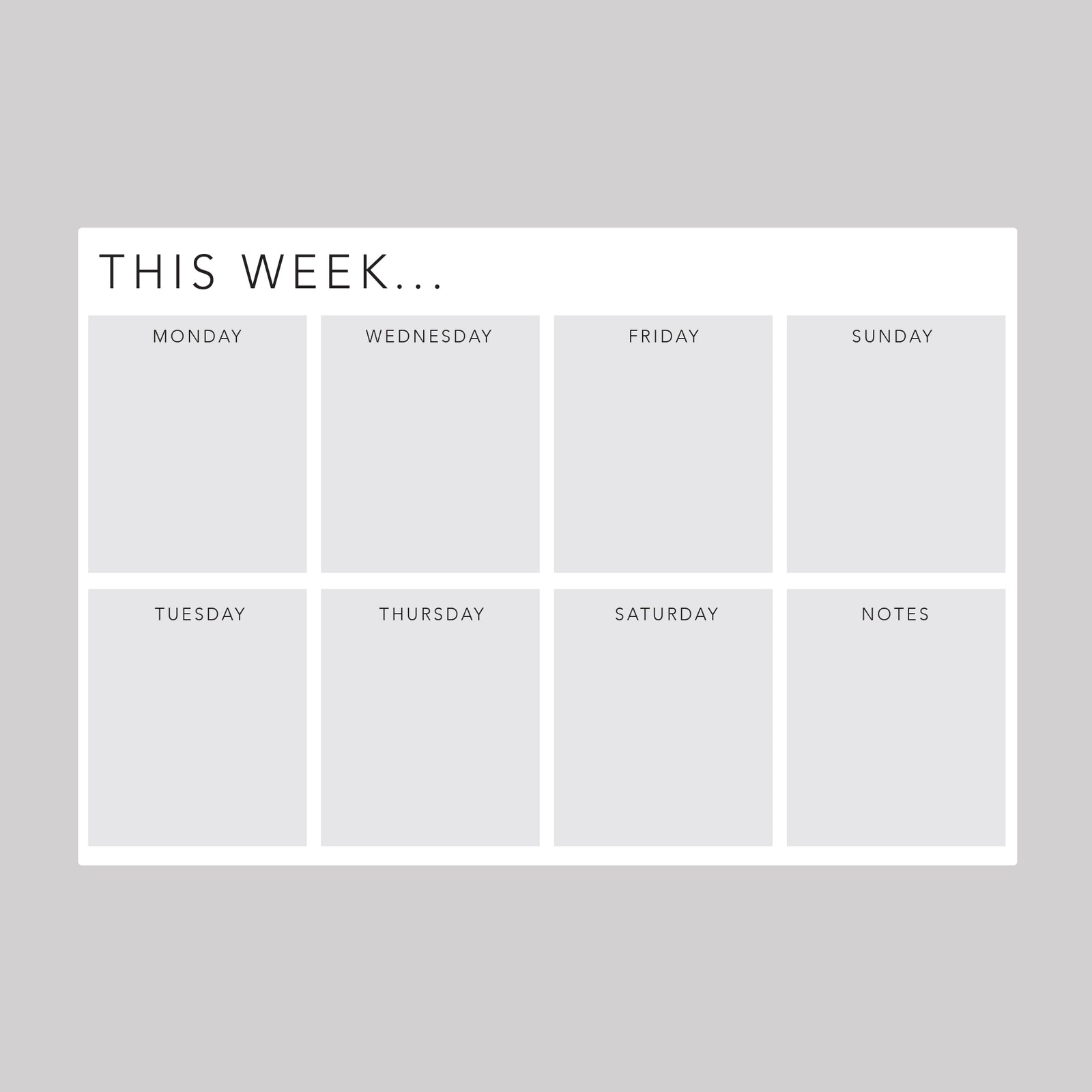 This Week Calendar: Grey Dry Erase Vinyl Decal | Fathead Official Site