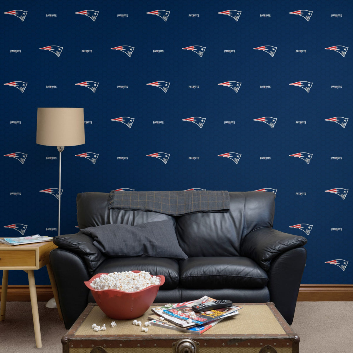 New England Patriots (Blue) - Hexagon Pattern - Peel & Stick Wallpaper ...