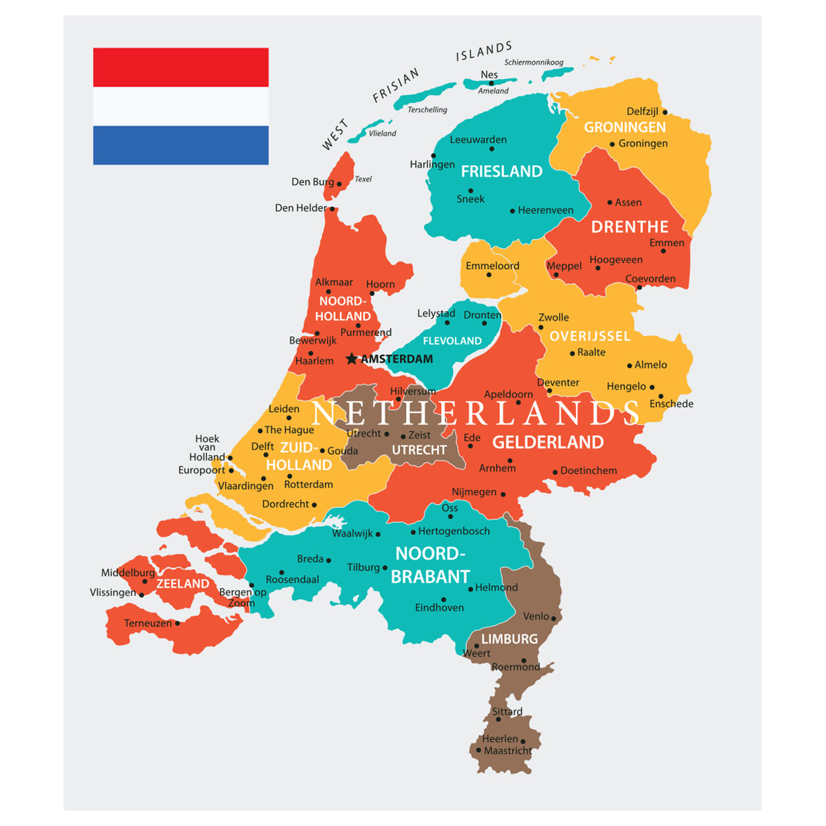 Maps of Europe: Netherlands Mural - Removable Wall Adhesive Decal – Fathead
