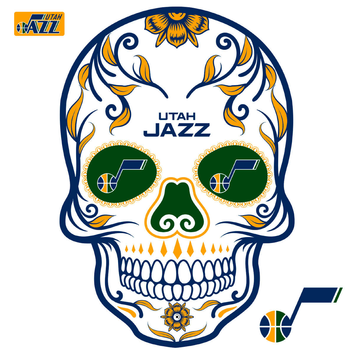 Utah Jazz - RealBig Sugar Skull Collection - Official NBA - Reusable V ...