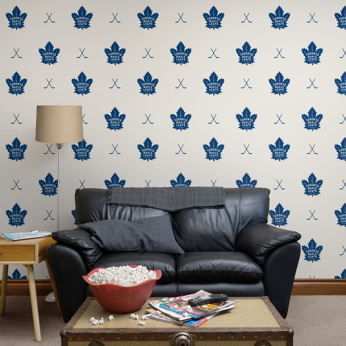 Toronto Maple Leafs (White) - Sticks Pattern - Peel & Stick Wallpaper ...