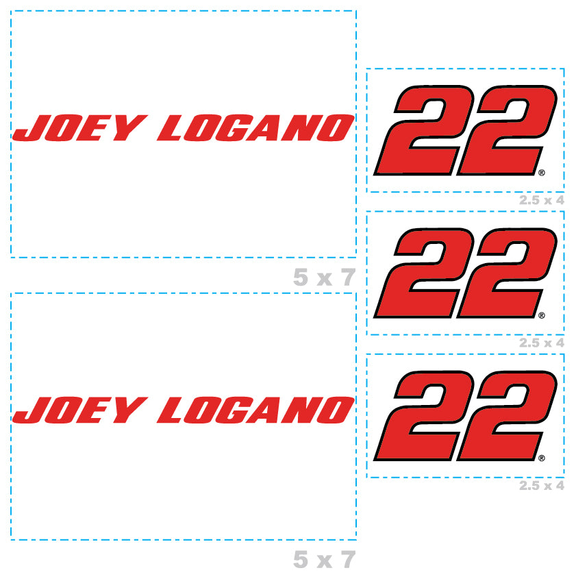 Joey Logano - 5 Logo Minis (Mixed Sizes) - Official NASCAR - Reusable ...