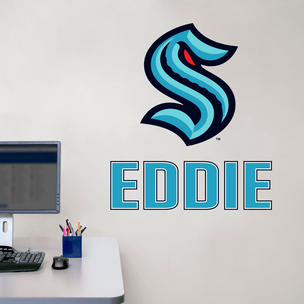 Seattle Kraken - Mask Logo - With Personalized Name - Official NHL - V ...