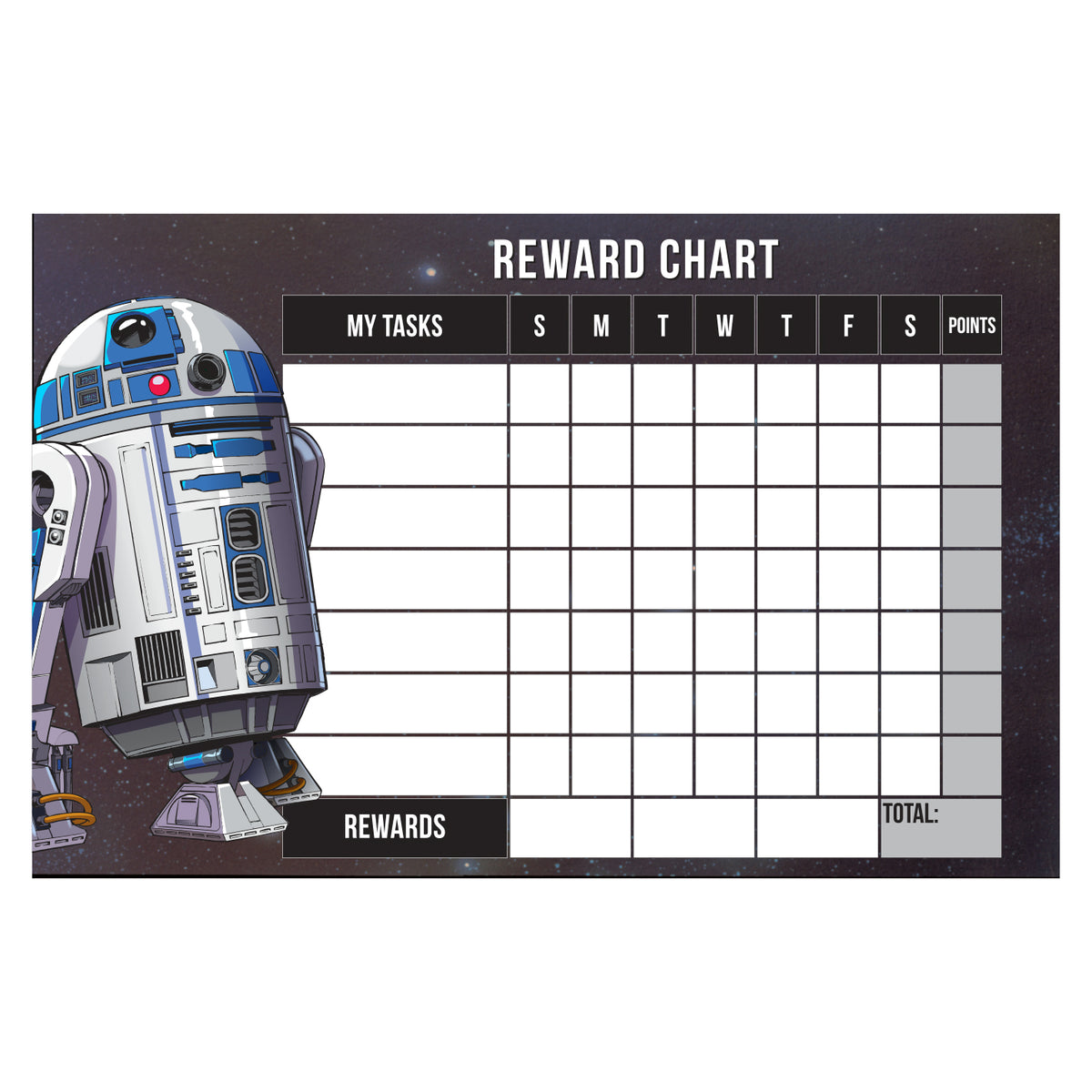Star Wars - R2-D2 Reward Chart - Dry Erase Wall Decal - Official Star ...