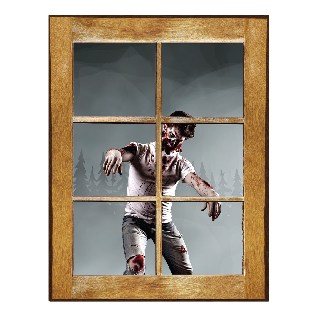 Zombies: Face Ripped Zombie Instant Window - Removable Adhesive Decal ...