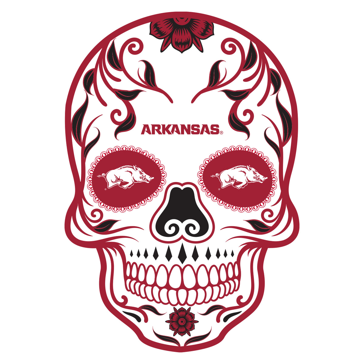 Arkansas Razorbacks - Sugar Skull Logo - Outdoor Wall Decals - Officia ...