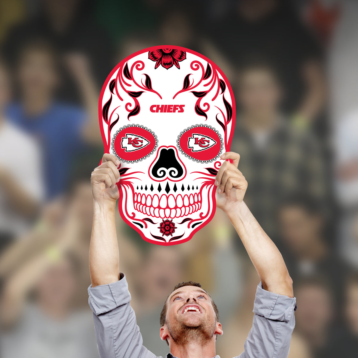 Skull - Big Head - Official NFL - Kansas City Chiefs - Foam Core Cutou ...