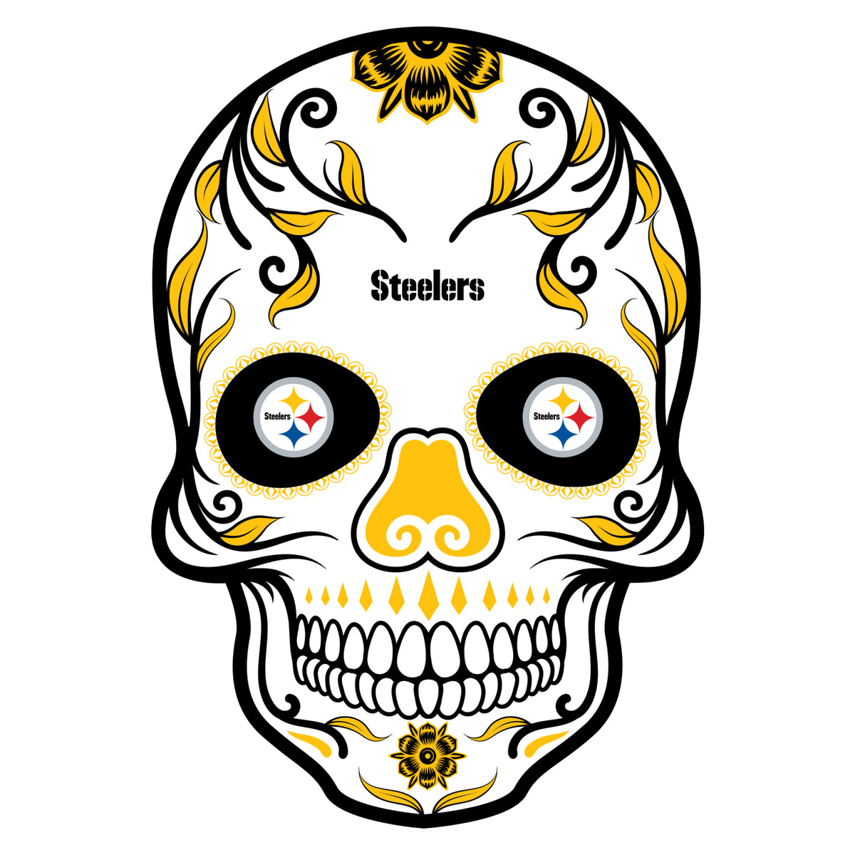 Pittsburgh Steelers - Sugar Skull Logo - Outdoor Wall Decals - Officia ...