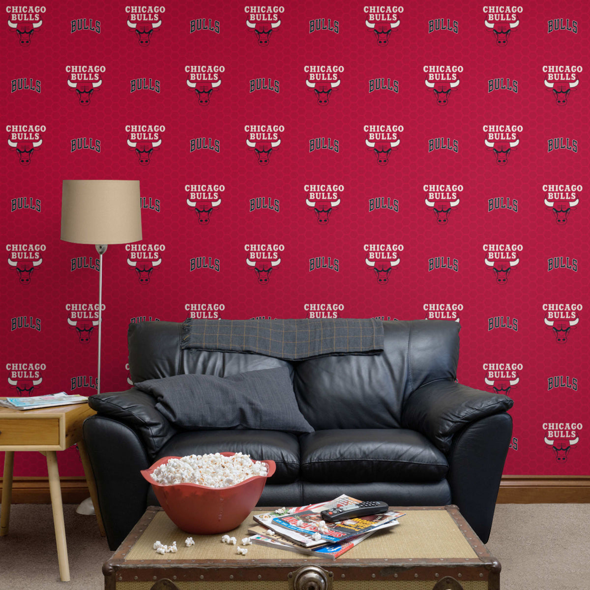 Chicago Bulls (Red) - Logo Pattern - Peel & Stick Wallpaper - Official ...