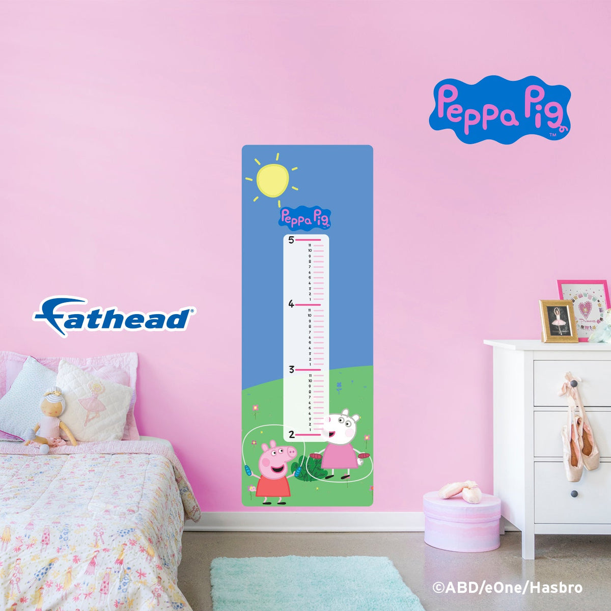 Peppa Pig - Growth Chart - Official Hasbro - Reusable Vinyl Wall Decal ...